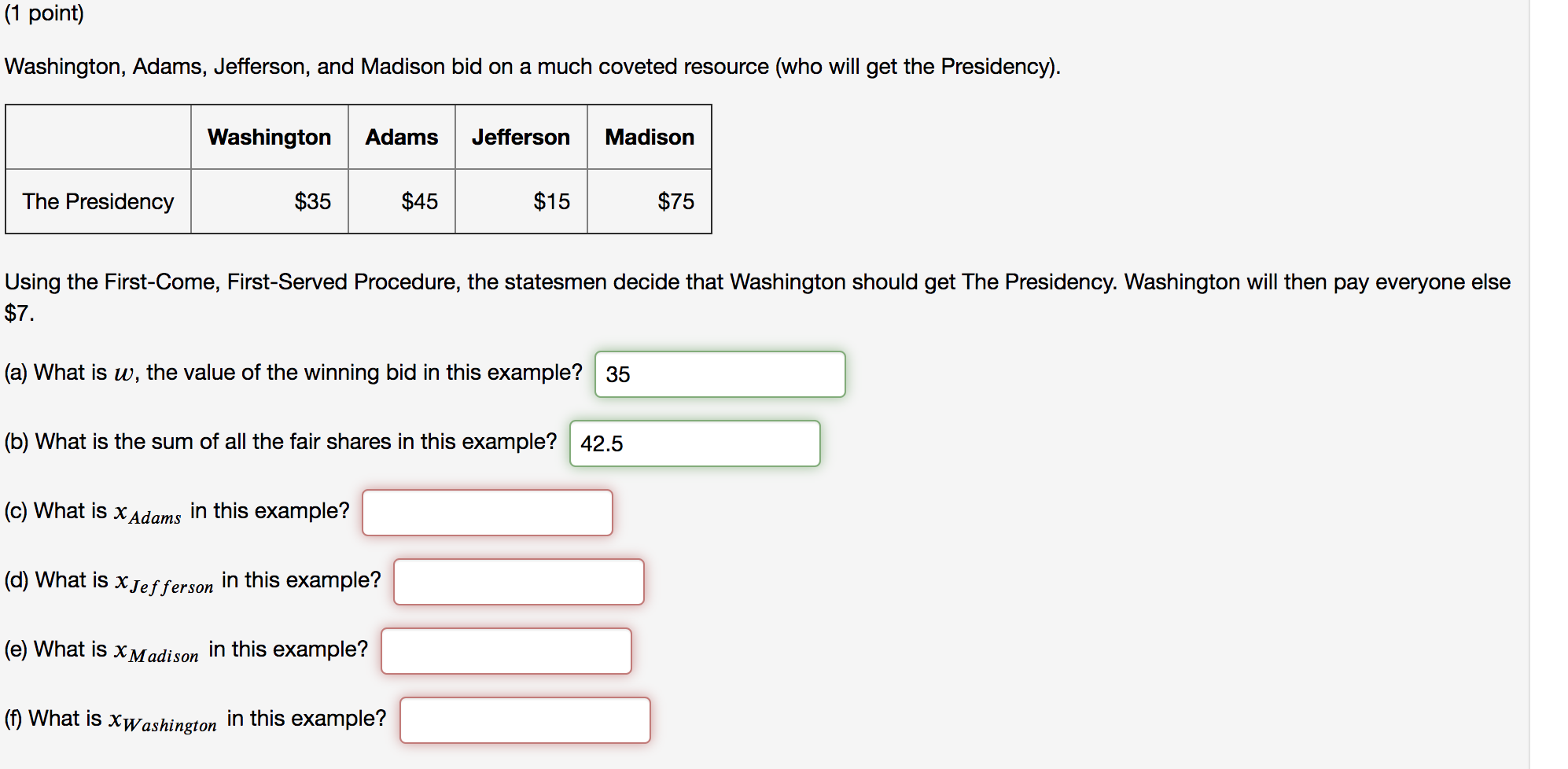 Solved (1 point) Washington, Adams, Jefferson, and Madison | Chegg.com