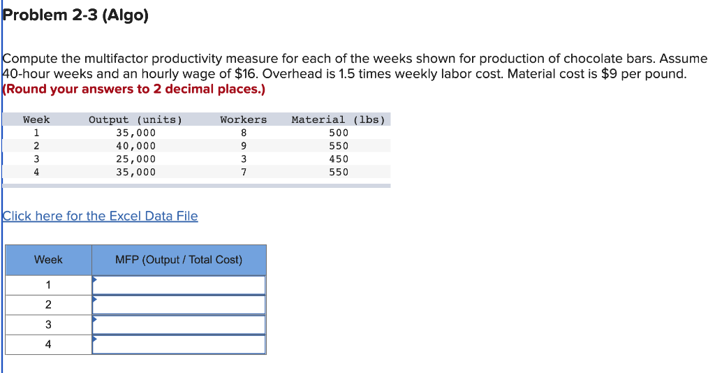 Solved Compute the multifactor productivity measure for each | Chegg.com