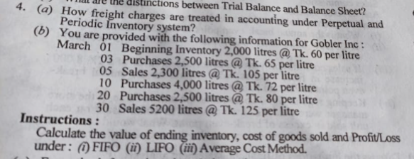 Solved 4. (a) How freight charges are treated in accounting | Chegg.com