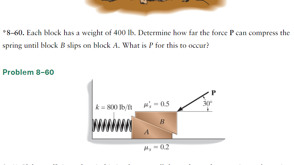 Solved *8–60. Each block has a weight of 400 lb. Determine | Chegg.com