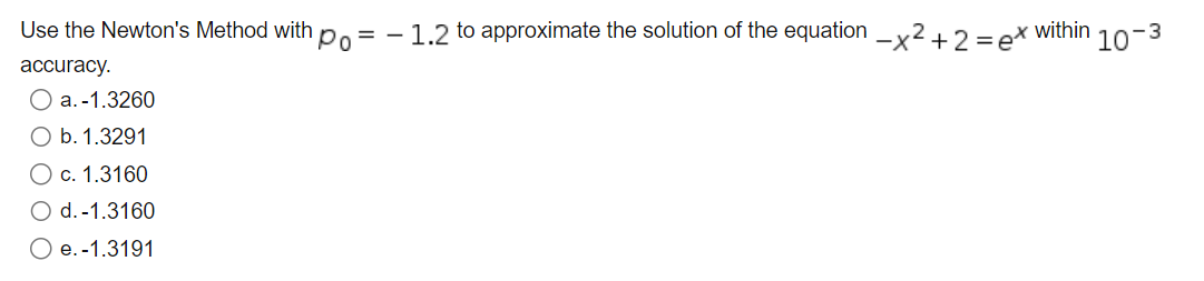 Solved Use the Newton's Method with p0=−1.2 to approximate | Chegg.com