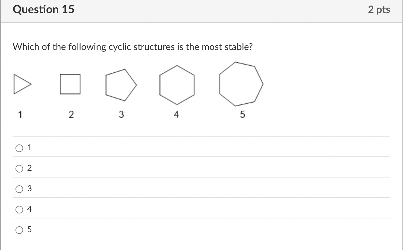Solved Question 15Which of the following cyclic structures | Chegg.com