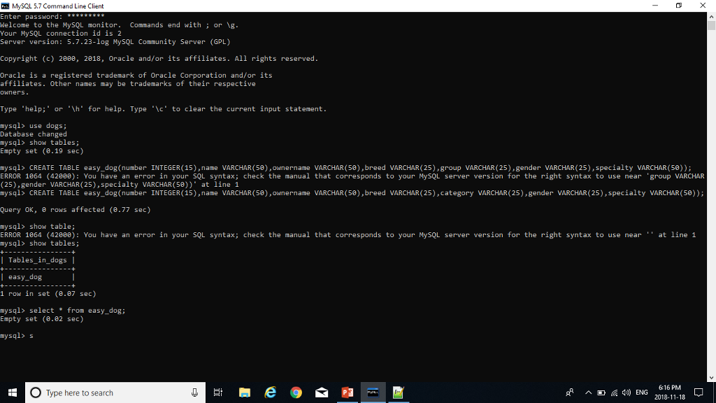 Solved MySQL 5.7 Command Line Client Enter password Welcome | Chegg.com