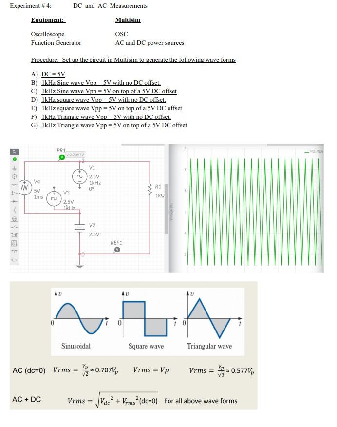 Solved Procedure: Set up the circuit in Multisim to generate | Chegg.com