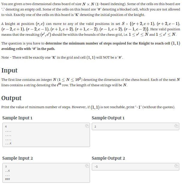 Solved You are given a two dimensional chess board of size N | Chegg.com