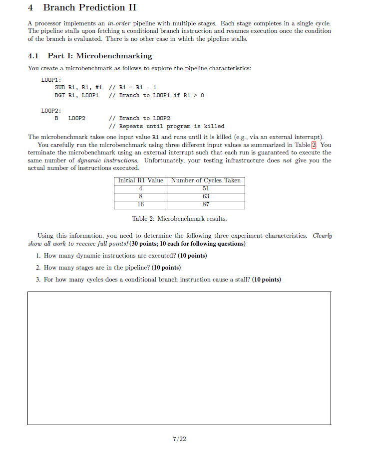 4 Branch Prediction II A processor implements an | Chegg.com