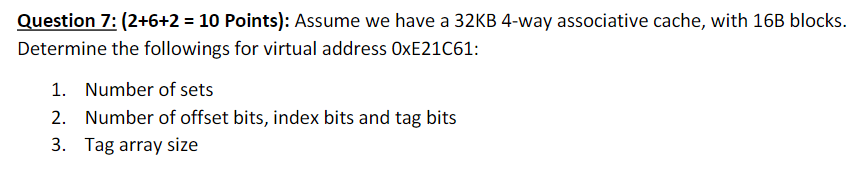 Question 7: (2+6+2 = 10 Points): Assume we have a | Chegg.com