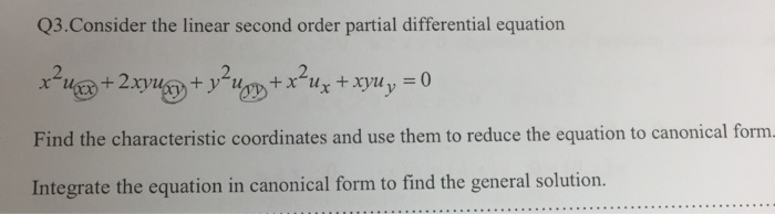 Solved Q3.Consider the linear second order partial | Chegg.com