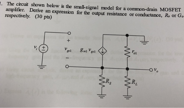 Solved The circuit shown below is the small-signal MOSFET | Chegg.com