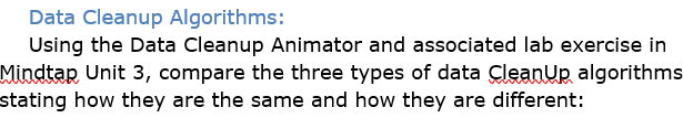 Solved Data Cleanup Algorithms:Using the Data Cleanup | Chegg.com