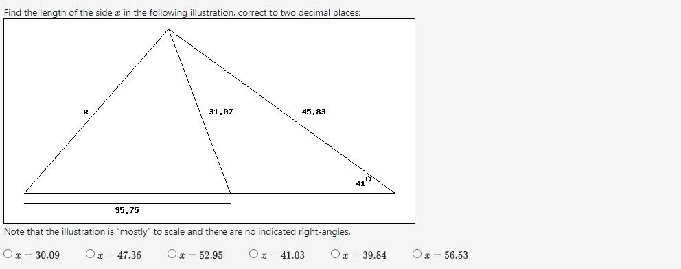 Solved Find the length of the side x in the following | Chegg.com