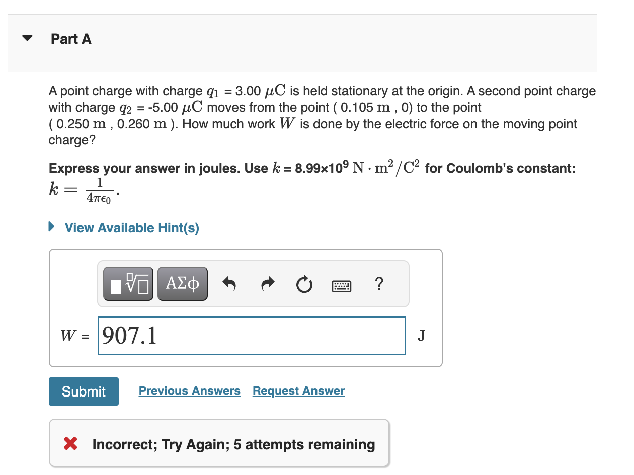 Solved A point charge with charge q1=3.00μC is held | Chegg.com