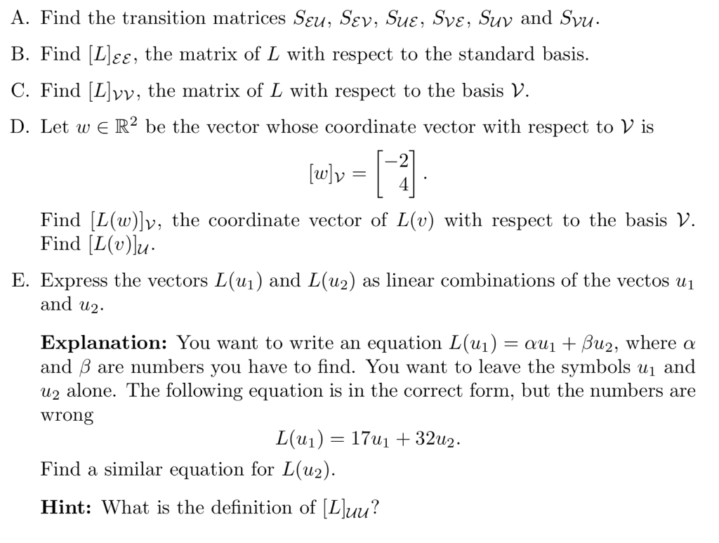 Solved Problem 7. Recall that the standard basis of R2 is | Chegg.com