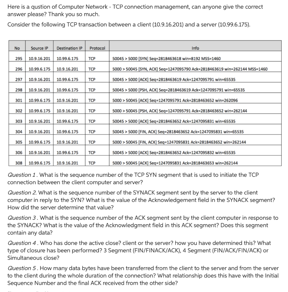 Solved Here is a qustion of Computer Network - TCP | Chegg.com