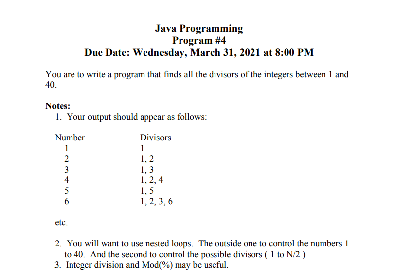 Solved Java Programming Program #4 Due Date: Wednesday, | Chegg.com