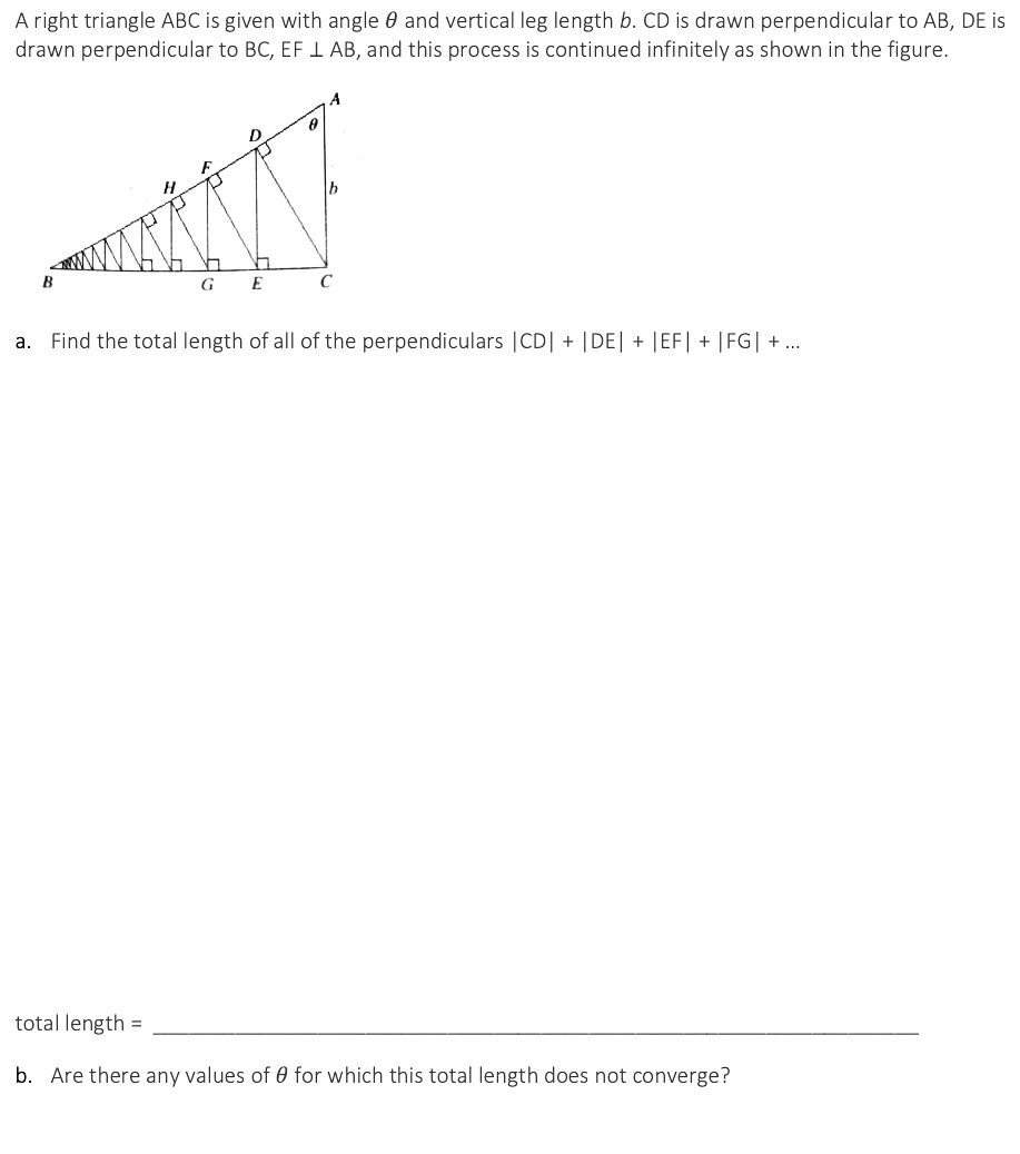Solved A right triangle ABC is given with angle θ and | Chegg.com