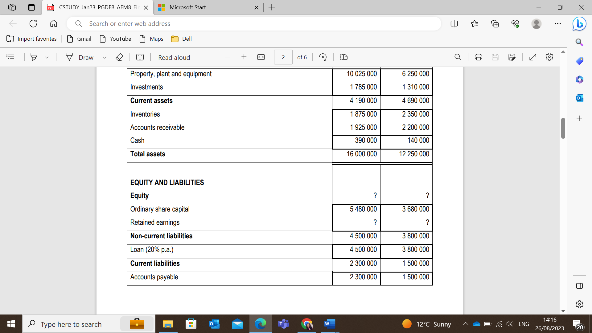 Total equity and liabilitiesREQUIRED Calculate the | Chegg.com
