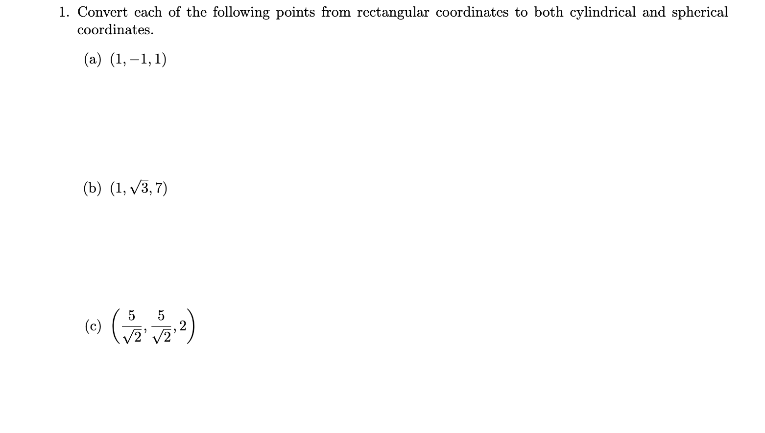 Solved 1. Convert each of the following points from | Chegg.com