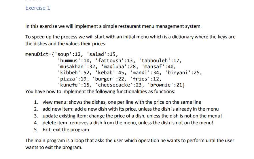 Solved In this exercise we will implement a simple | Chegg.com