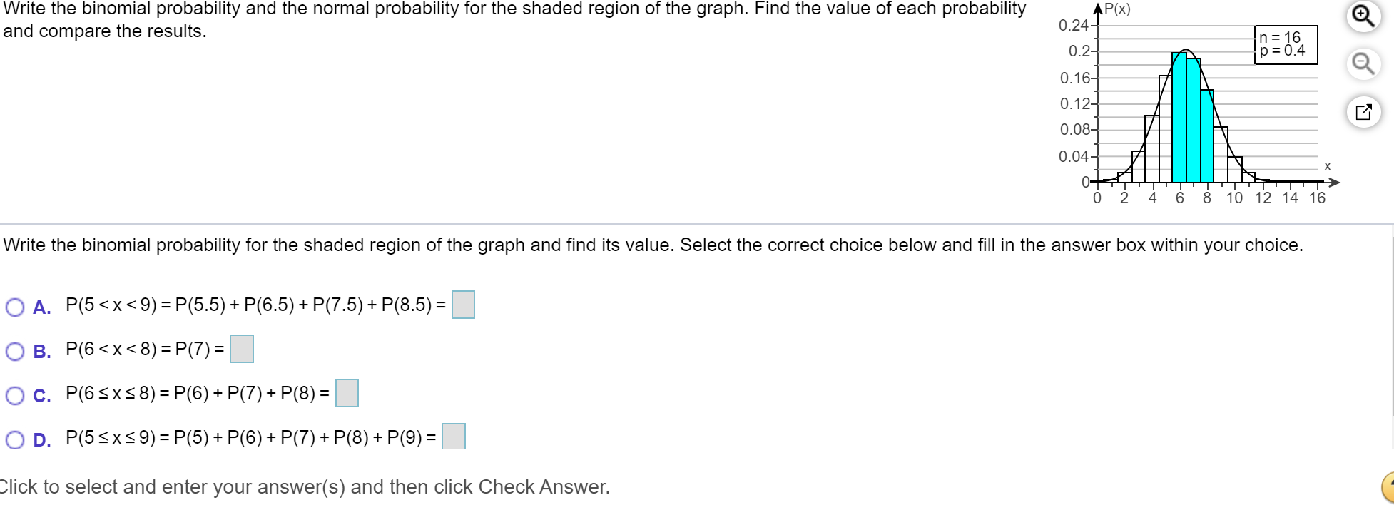 Solved AP(x) Write the binomial probability and the normal | Chegg.com