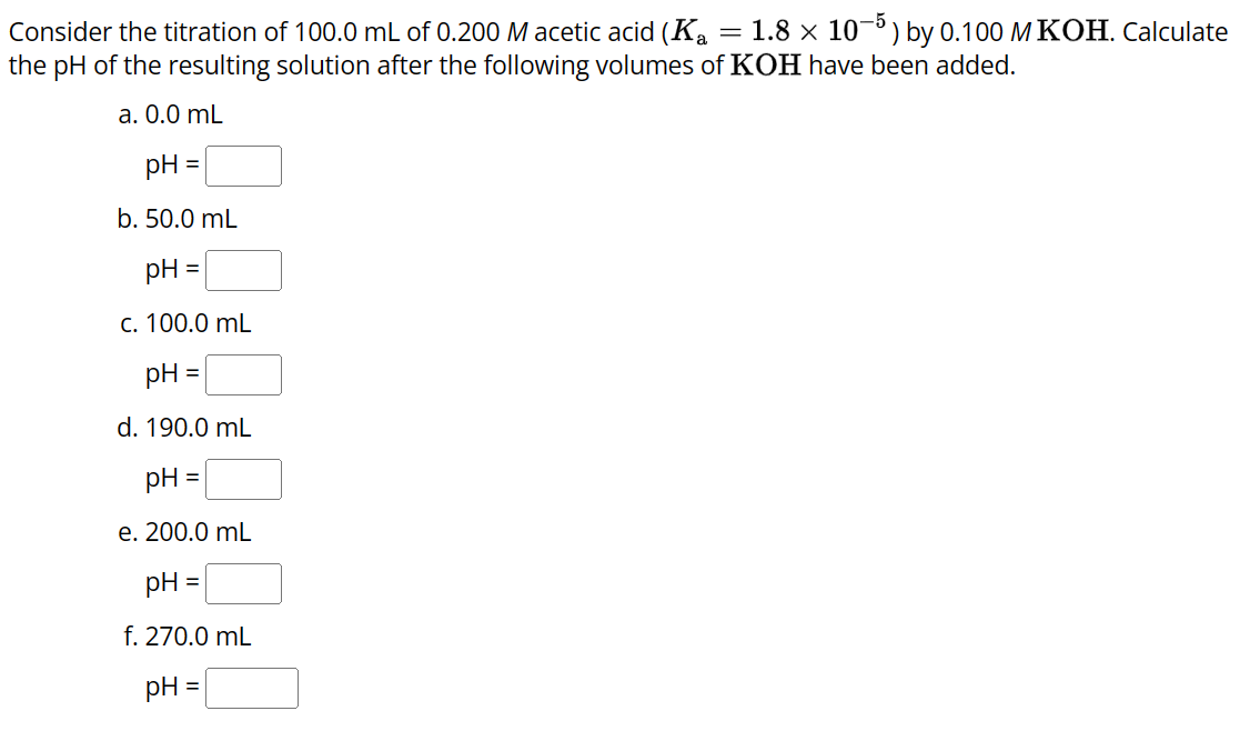 Solved Consider the titration of 100.0 mL of 0.200M acetic | Chegg.com