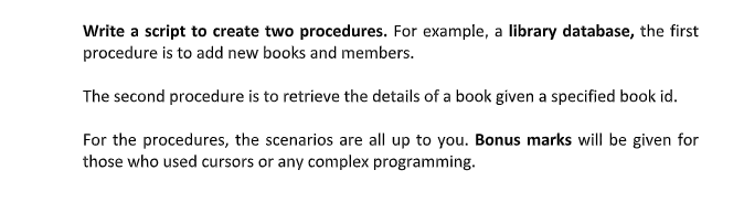 Solved Write a script to create two procedures. For example, | Chegg.com