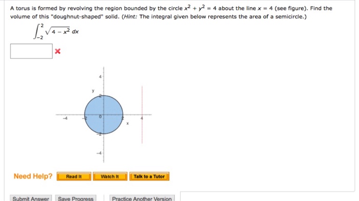 Solved A torus is formed by revolving the region bounded by | Chegg.com