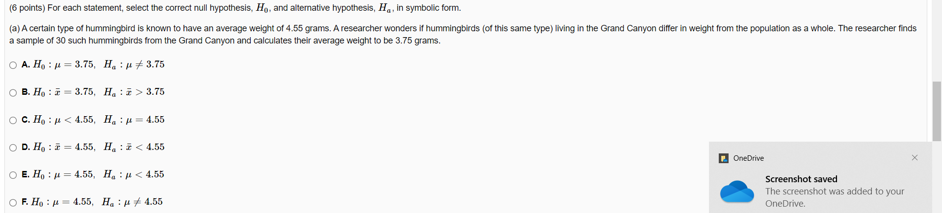 Solved (6 points) For each statement, select the correct | Chegg.com