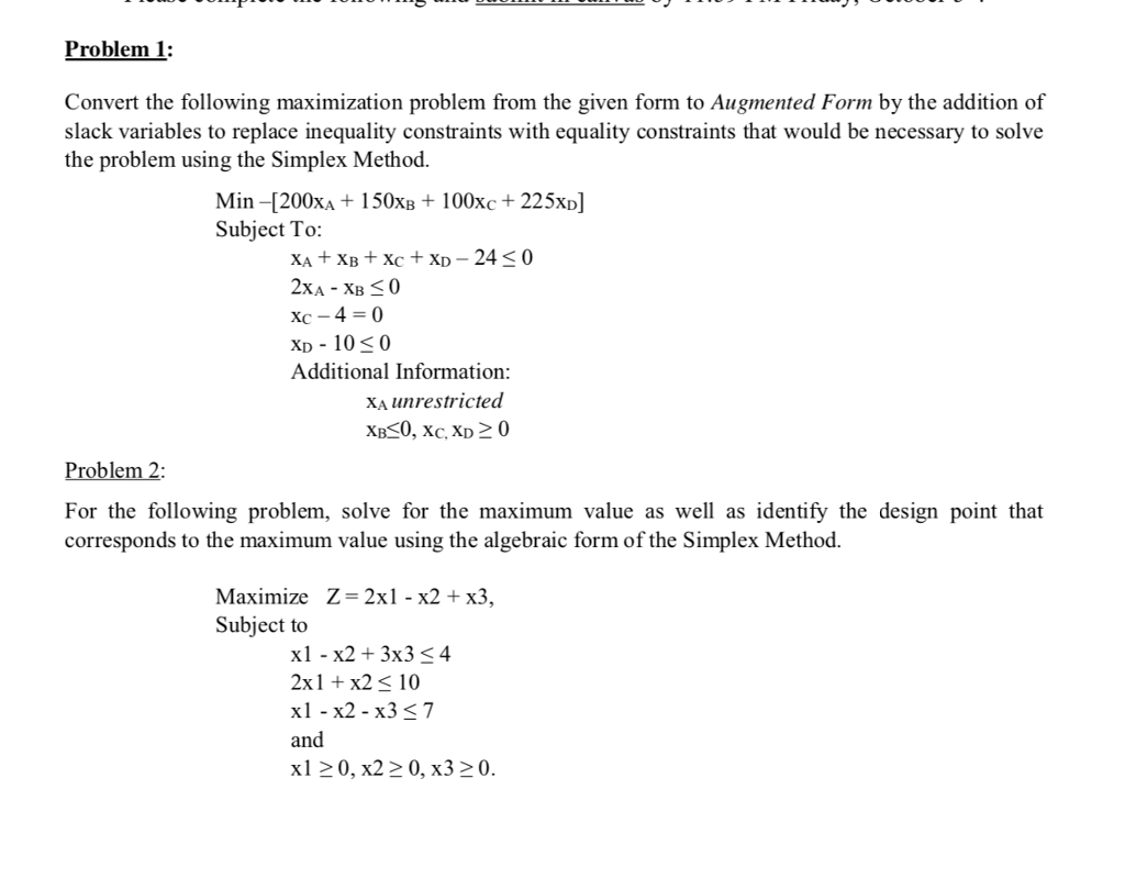 Solved Problem 1: Convert the following maximization problem | Chegg.com