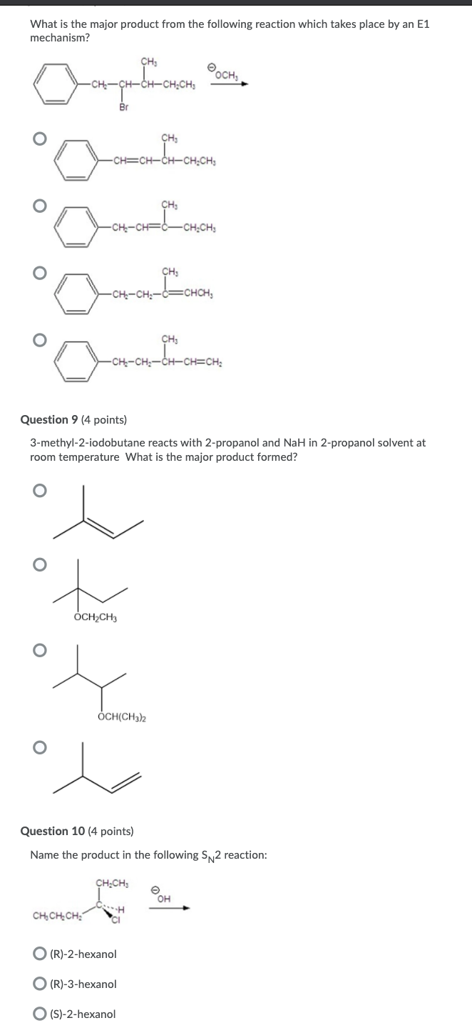 Solved What is the major product from the following reaction | Chegg.com