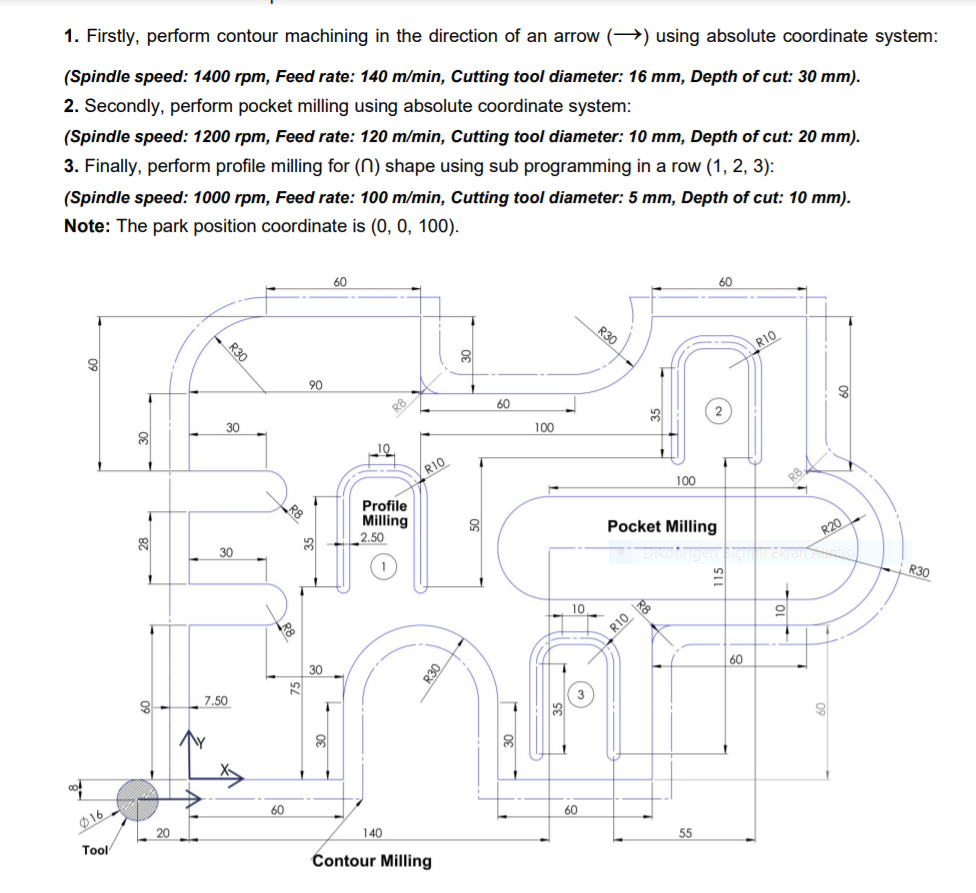 1. Firstly, perform contour machining in the | Chegg.com