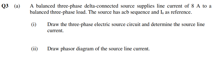Solved A balanced three-phase delta-connected source | Chegg.com