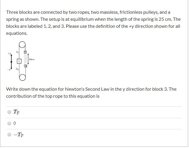 Solved Three blocks are connected by two ropes, two | Chegg.com