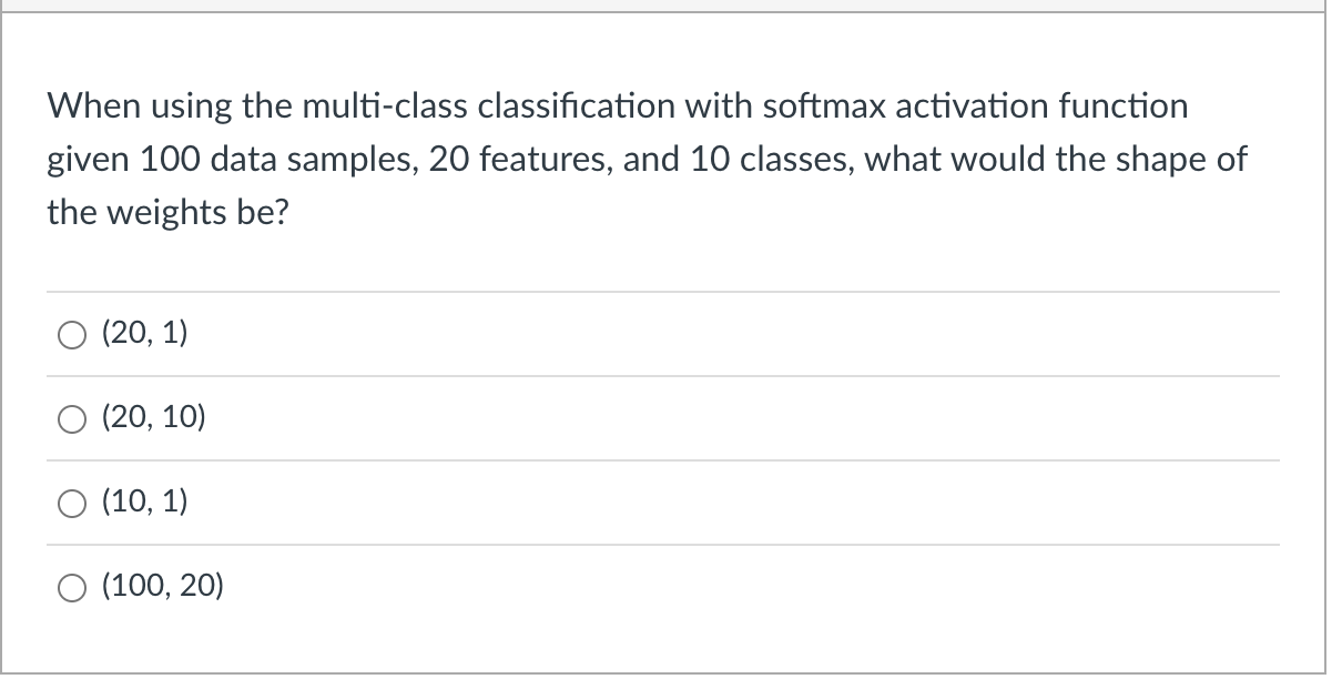 Solved When using the multi-class classification with | Chegg.com