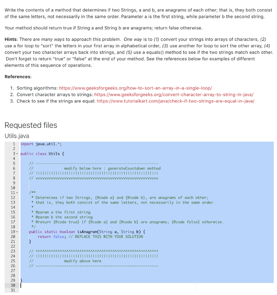 Solved import java.util.*; public class Utils { | Chegg.com