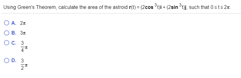 Solved Using Green's Theorem, calculate the area of the | Chegg.com