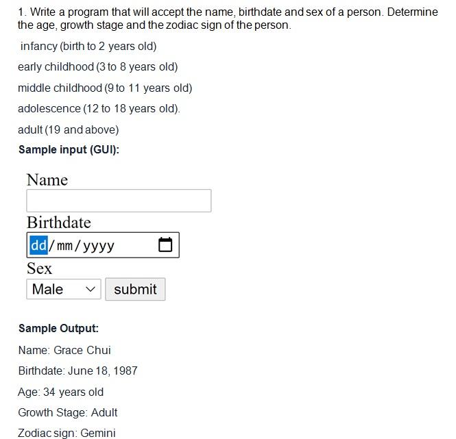 Solved 1. Write a program that will accept the name, | Chegg.com