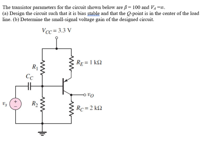 Solved The transistor parameters for the circuit shown below | Chegg.com