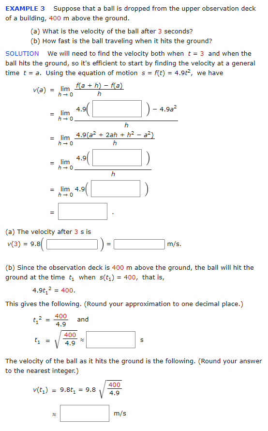Solved EXAMPLE 3 Suppose that a ball is dropped from the | Chegg.com