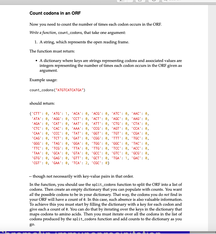 Solved Count codons in an ORF Now you need to count the | Chegg.com