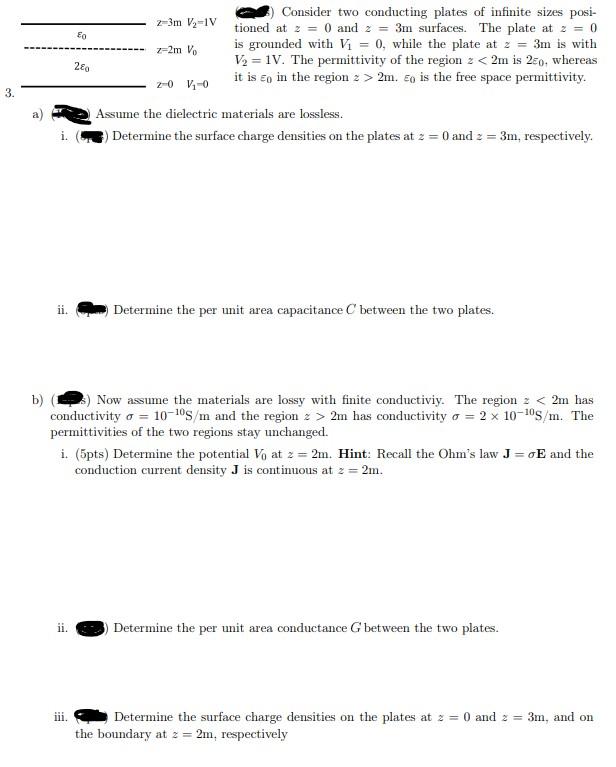 Solved 2) Consider two conducting plates of infinite sizes | Chegg.com