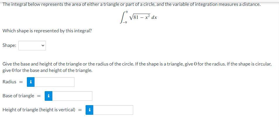 Solved The integral below represents the area of either a | Chegg.com