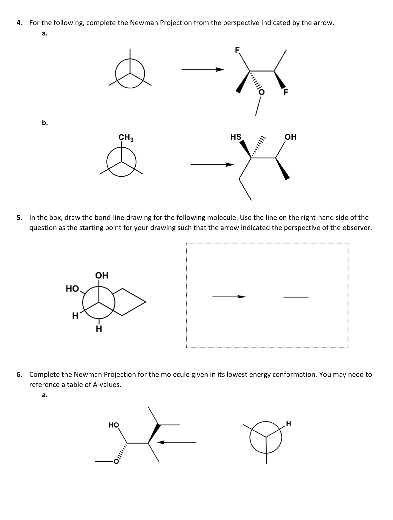 Solved 4. For the following, complete the Newman Projection | Chegg.com