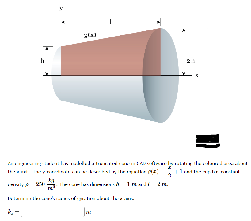 Solved An engineering student has modelled a truncated cone | Chegg.com