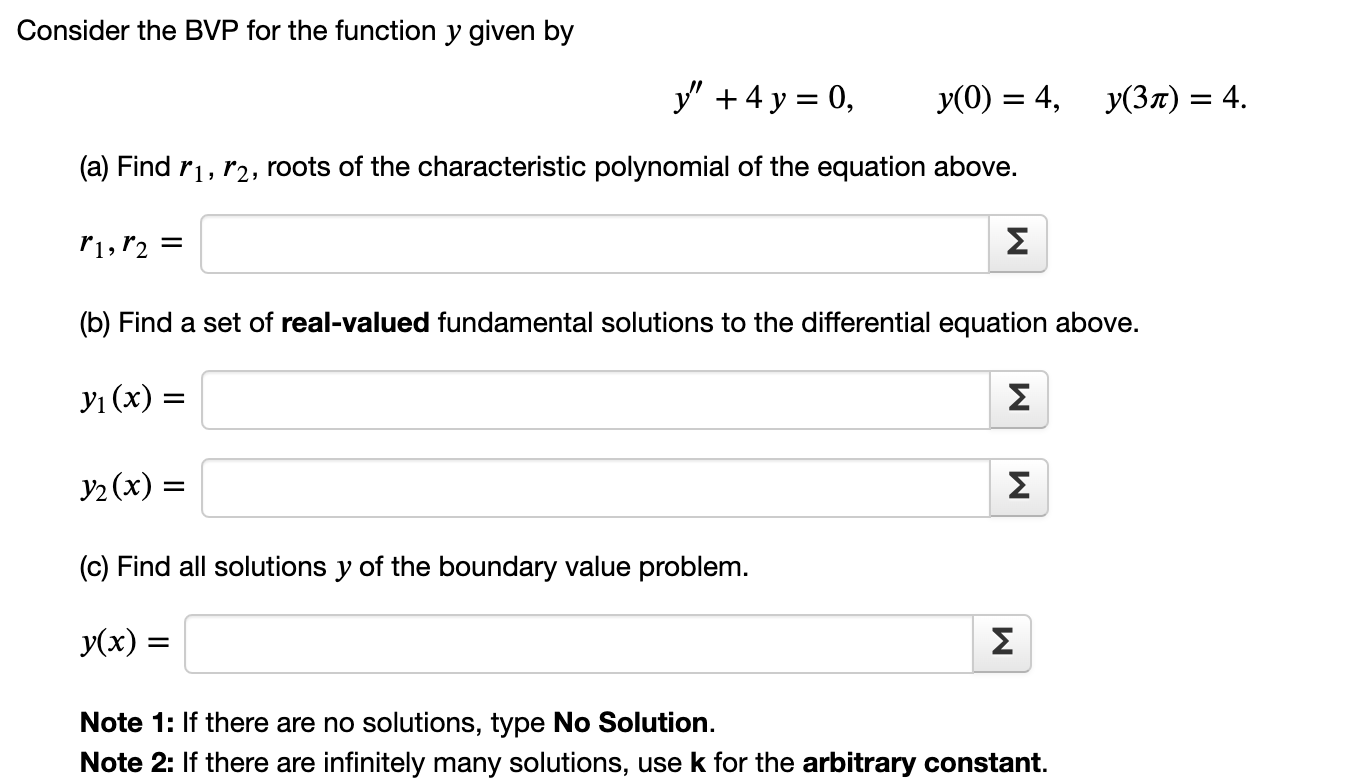 Solved Consider the BVP for the function y given by | Chegg.com