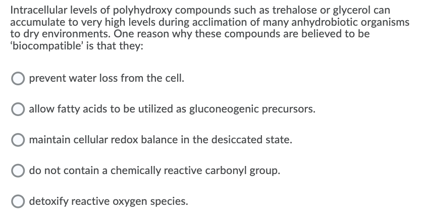 Solved Intracellular levels of polyhydroxy compounds such as | Chegg.com