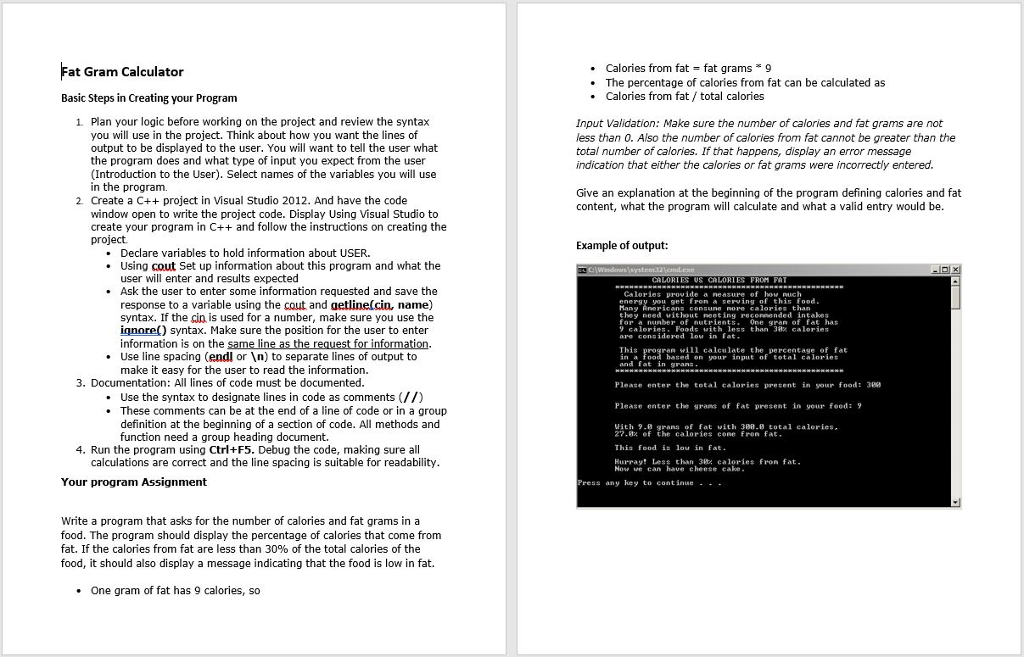 Solved at Gram Calculator .Calories from fat fat grams9 . | Chegg.com