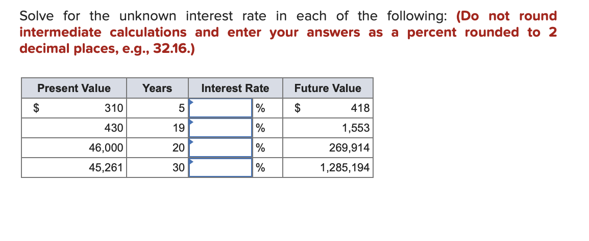 Solved For each of the following, compute the future value: | Chegg.com