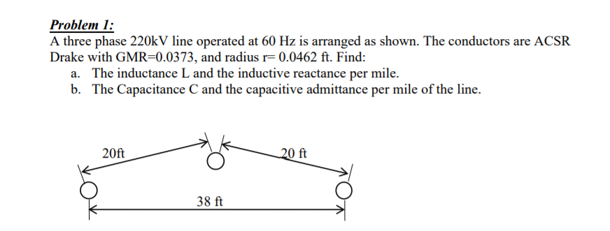 Solved Problem 1: A three phase 220kV line operated at 60 Hz | Chegg.com