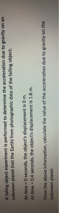 Solved A falling object experiment is performed to determine | Chegg.com